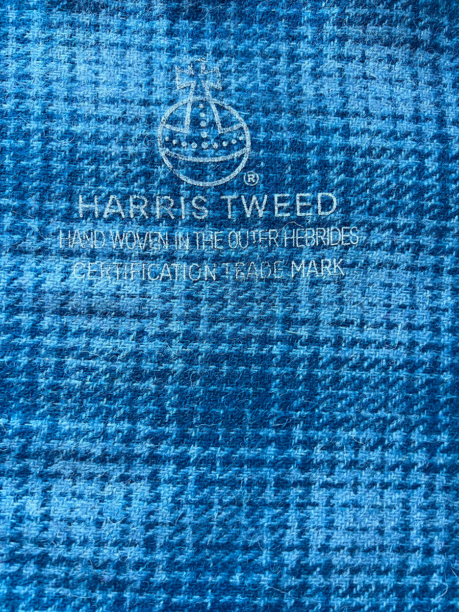 Harris Tweed Turquoise/light blue ombre check – Shawbost Weavers